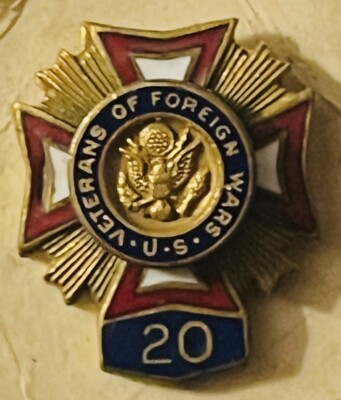 Old Enamel US Veterans of Foreign Wars 20 Year Tie Tack Lapel Pin - T89 ...