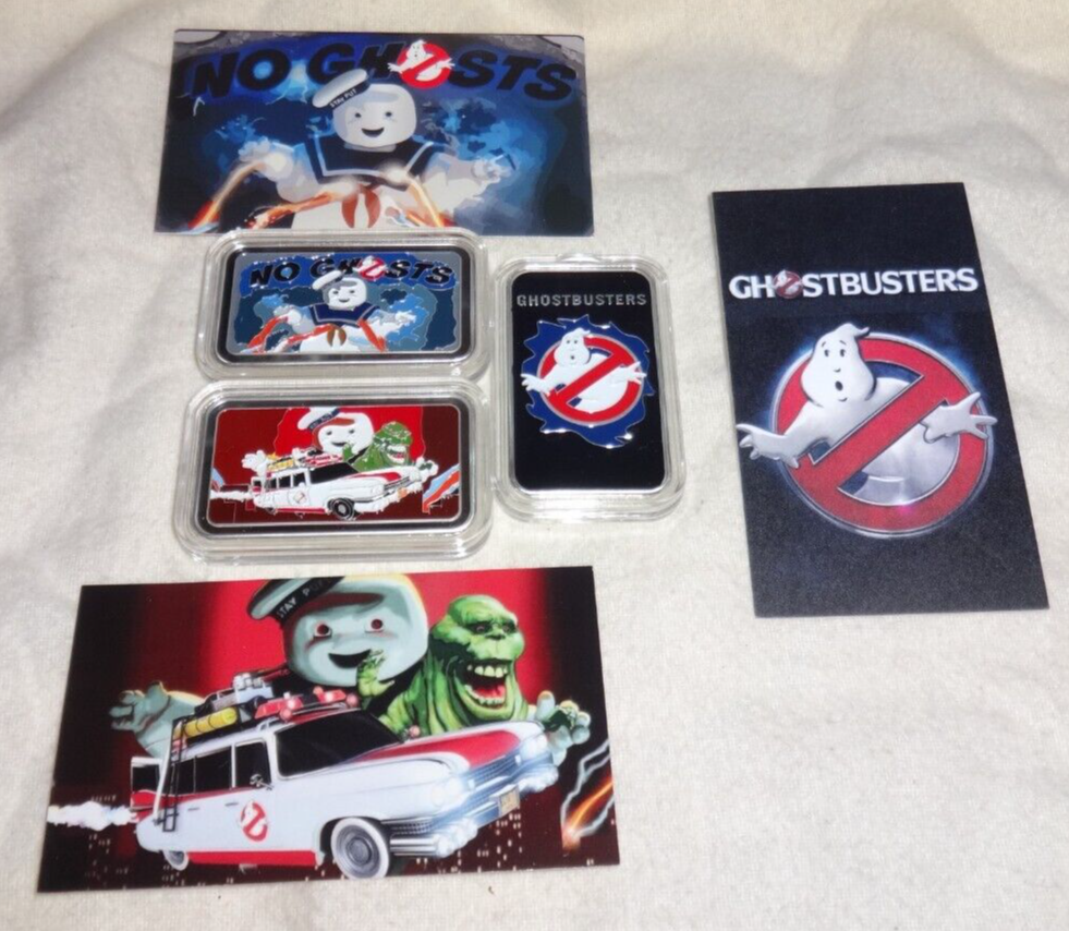 Ghostbusters Complete Set Of 3 Enameled 1oz Silver Art Bars COAS | eBay