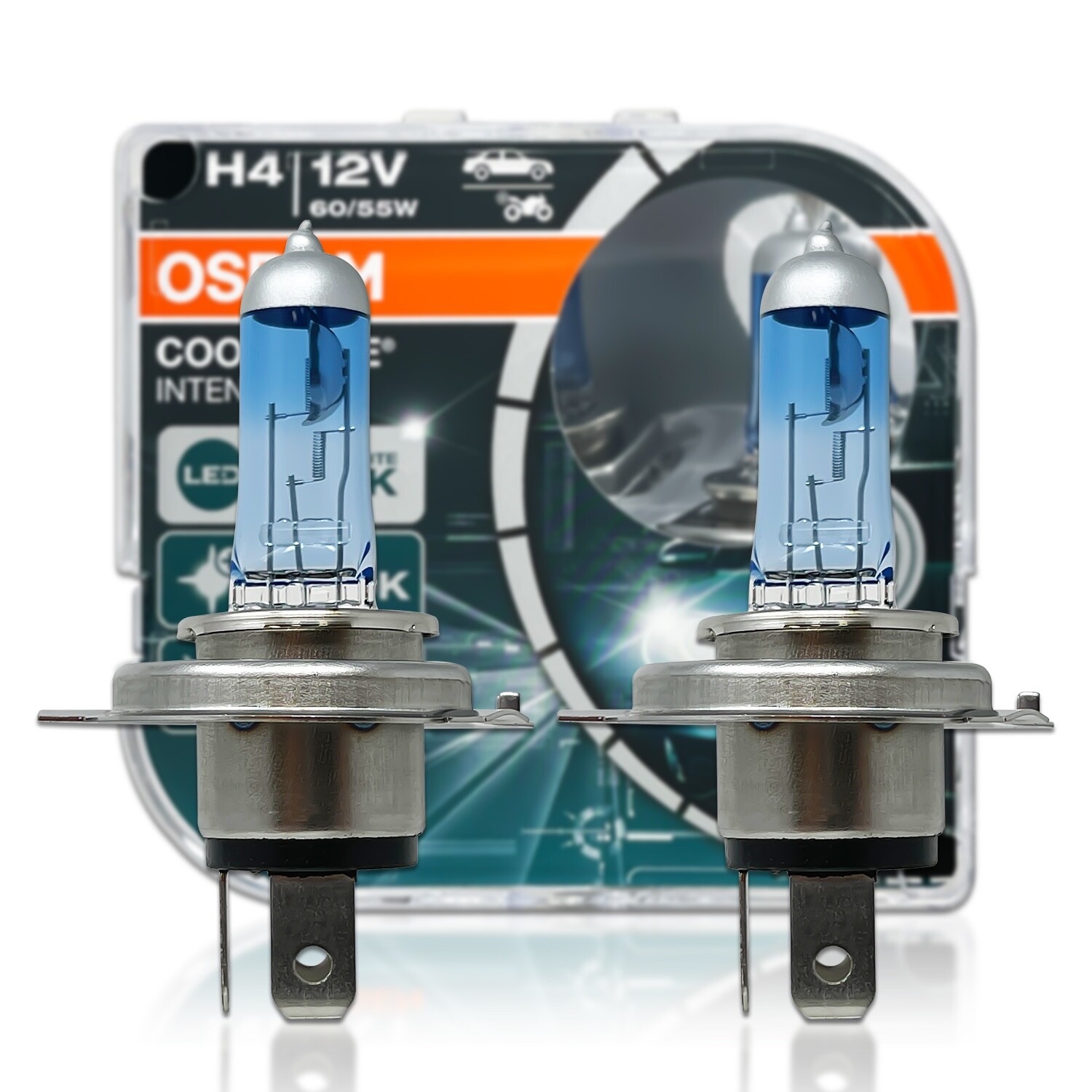 Osram 9003 H4 Cool Blue Intense NEXT Gen Halogen Bulbs | 64193CBN ...
