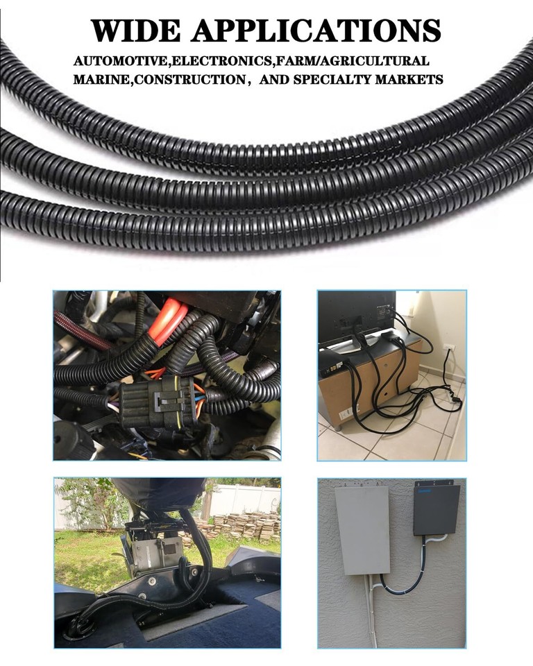 1/4 Inch Wire Loom Split Tubing 16.5Ft Cord Protector Automotive Wire ...