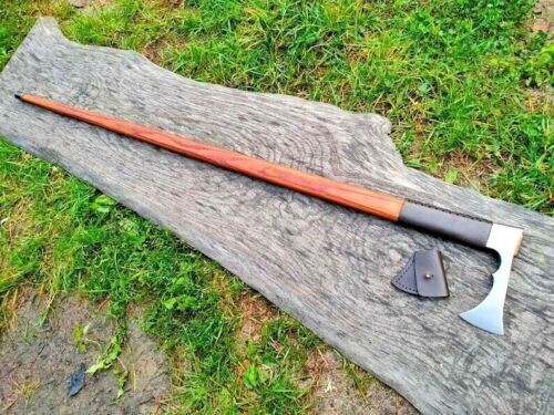 Walking Stick AXE | ROSE Wood Handle, Hiking, Best Gift For Grand ...
