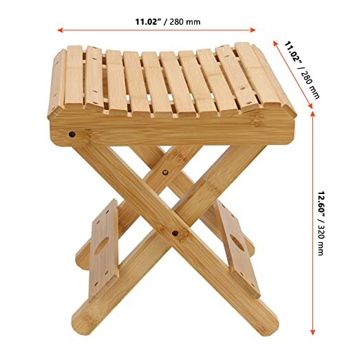 2 Pack 12 Inch Natural Bamboo Folding Step Stool Bench For Bathroom Spa ...
