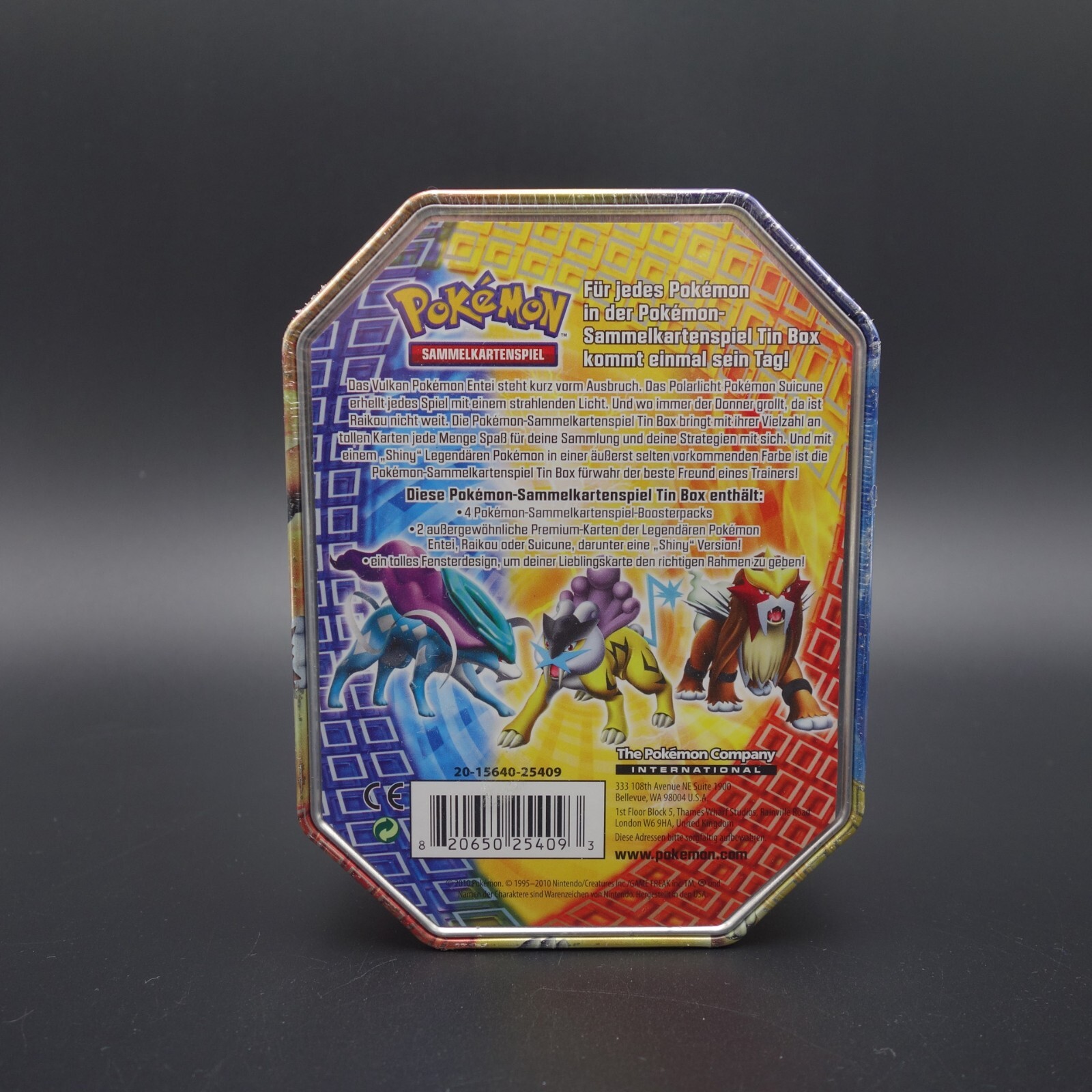 Pokémon Sammelkartenspiel 2010 Fall Collectors Tins Entei Tin Box ...