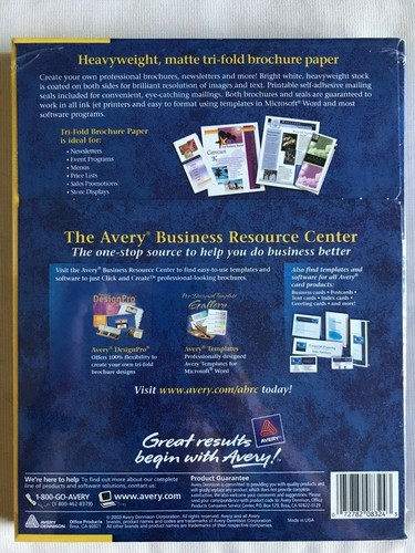 Avery Templates Matte Tri-Fold Brochures New pack of 100 Sheets 8 1/2 x ...