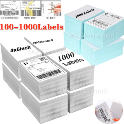 1000/Stack 4"x6" Fanfold Direct Thermal Shipping Labels Zebra & Rollo ...