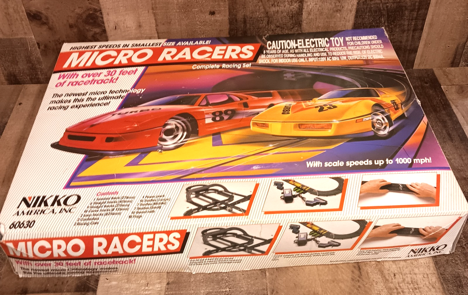 Vintage Nikko Micro Racers 60630 Slot Car Set Complete Track Box NO ...