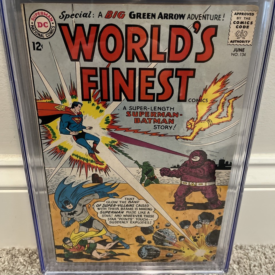World’s Finest Comics #134 CGC. 5.5 OW-W Pages! 1963 Silver Age. Green ...
