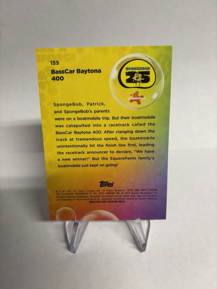 2025 Topps SpongeBob SquarePants BassCar Baytona 400 Numbered 16/25 | eBay