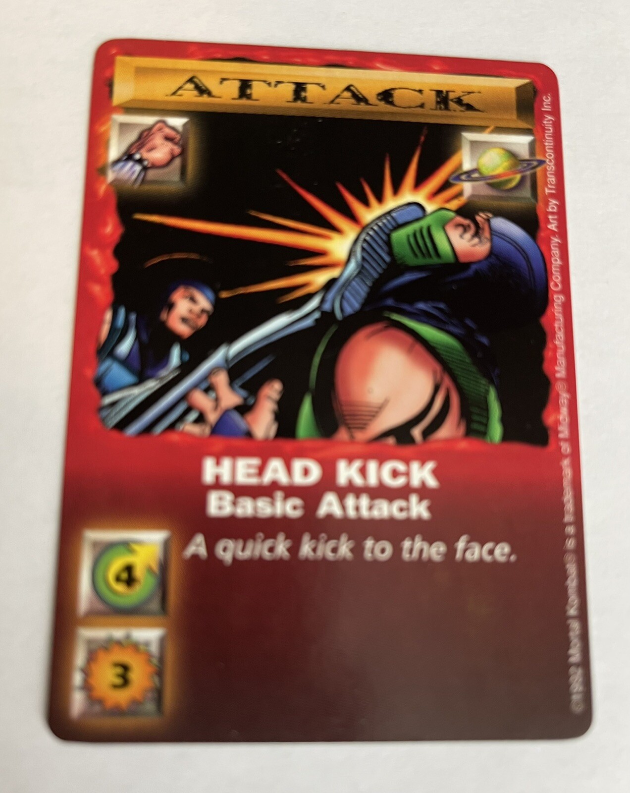 RARE Mortal Kombat Card Game TCG 1992 Scorpion Head Kick Basic Attack ...