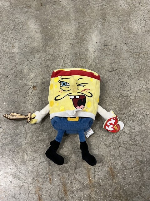 2 Ty Beanie Babies 8" Captain Spongebob & 1st Mate Star MWMT RARE 2008 ...