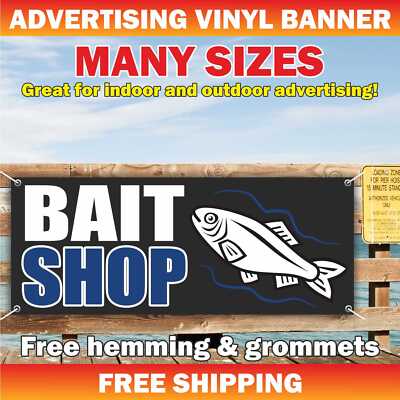 BAIT SHOP Advertising Banner Vinyl Mesh Sign Flag Fisherman Fishing ...