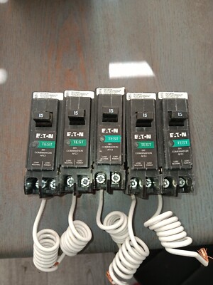 5 EATON BRN115AF 15A AMP COMBO ARC FAULT AFCI CIRCUIT BREAKER 120 VAC ...