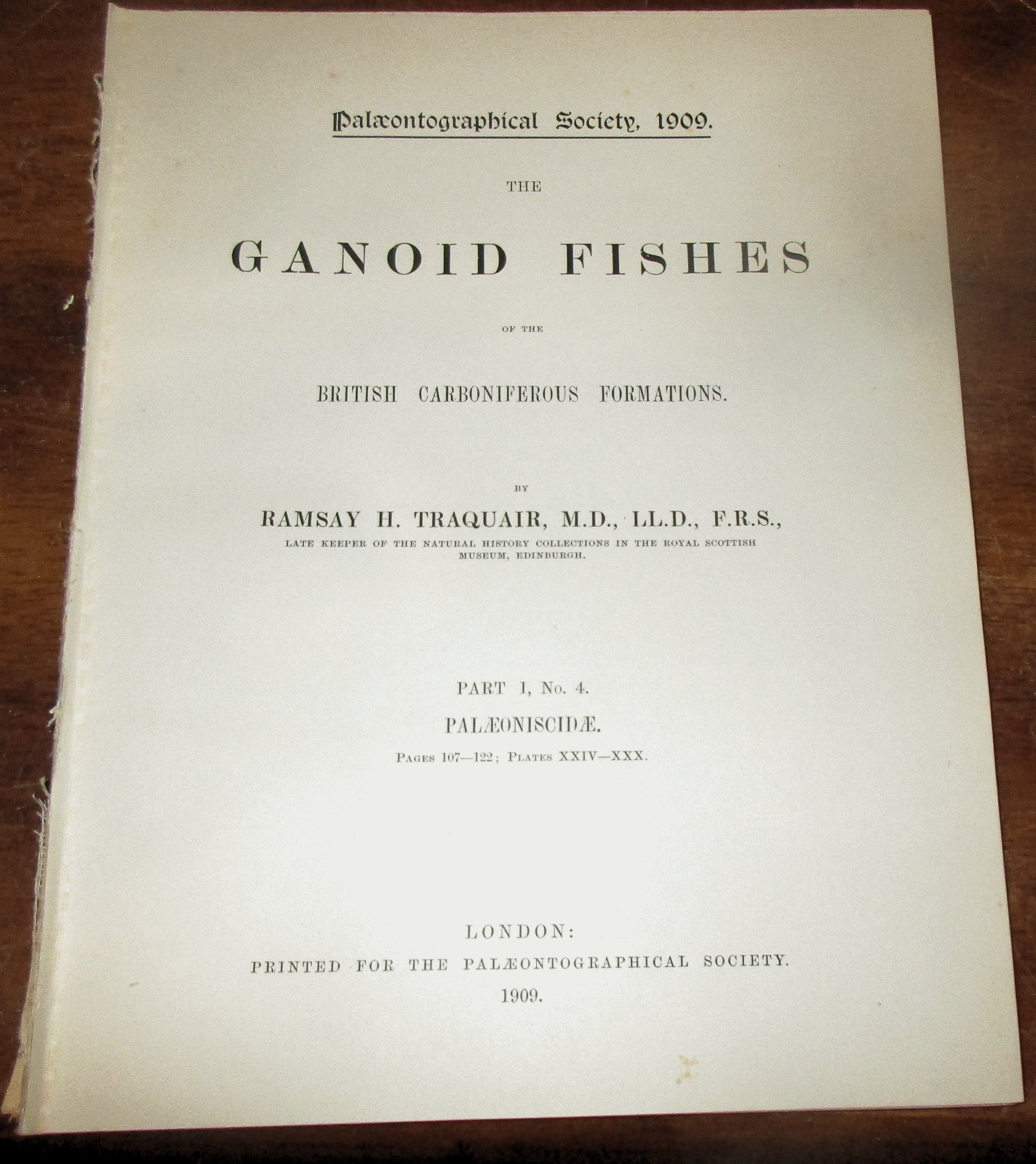 GEOLOGY PALEONTOLOGY 1909 FOSSIL GANOID FISHES NICE PLATES Traquair Vol ...