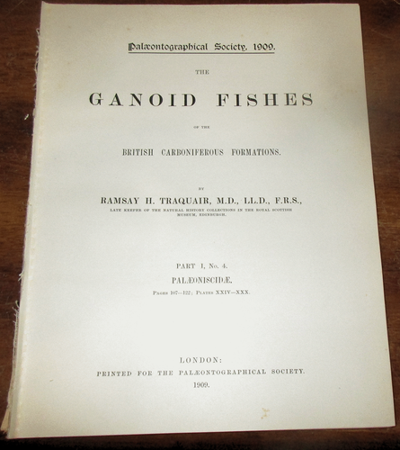 GEOLOGY PALEONTOLOGY 1909 FOSSIL GANOID FISHES NICE PLATES Traquair Vol ...