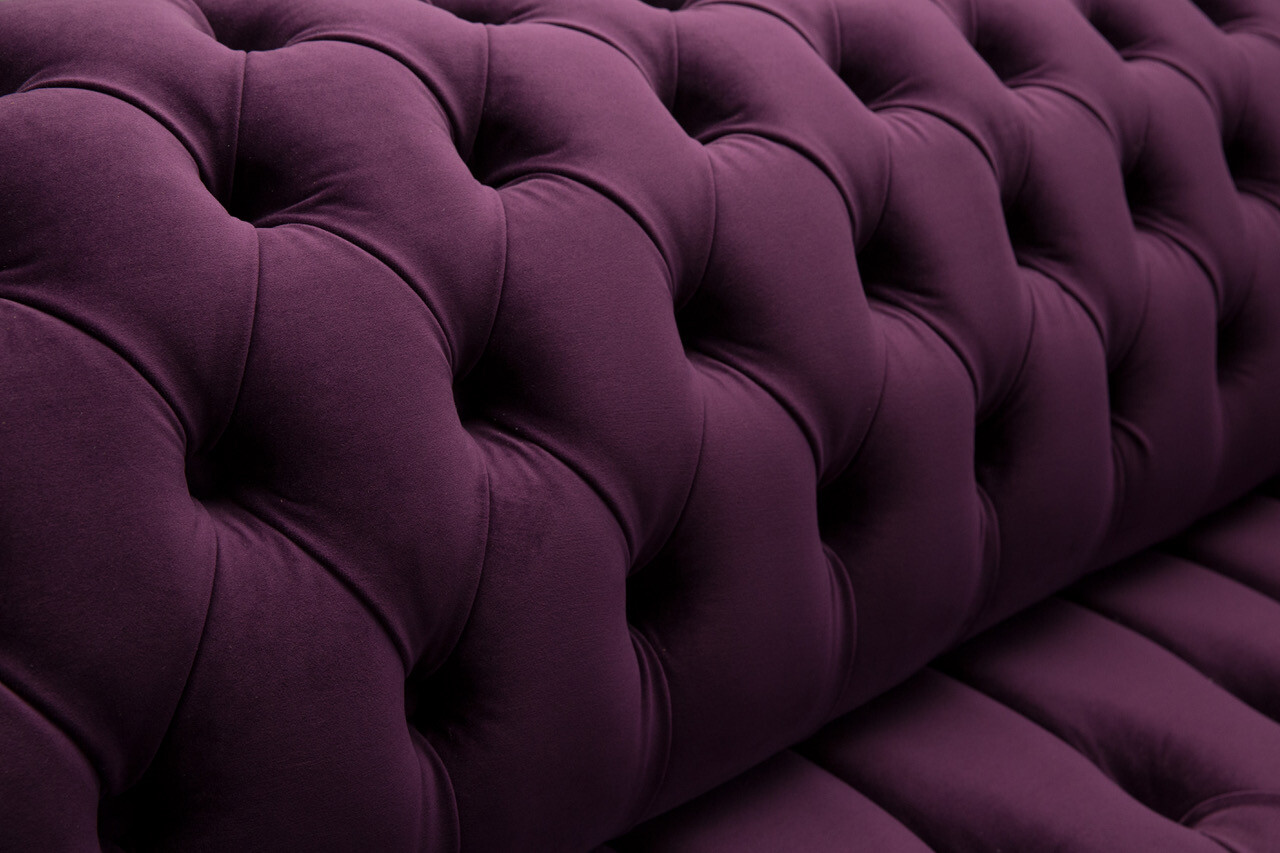 HANDMADE 3 SEATER SOFT DEEP PURPLE VELVET CHESTERFIELD SOFA, COUCH ...
