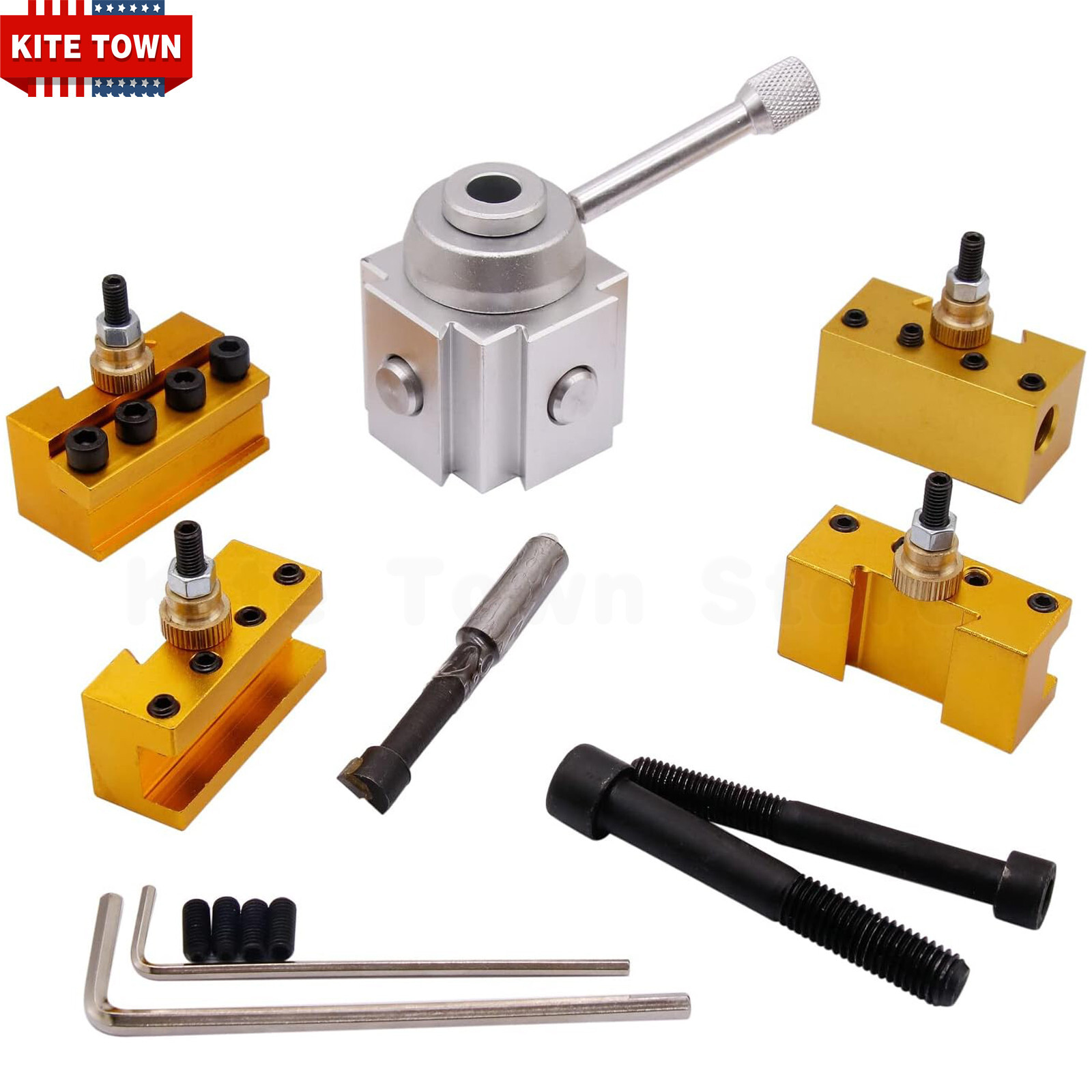 Mini Quick Change Tool Post Holder Aluminum Kit Turning Lathe Tool Set ...