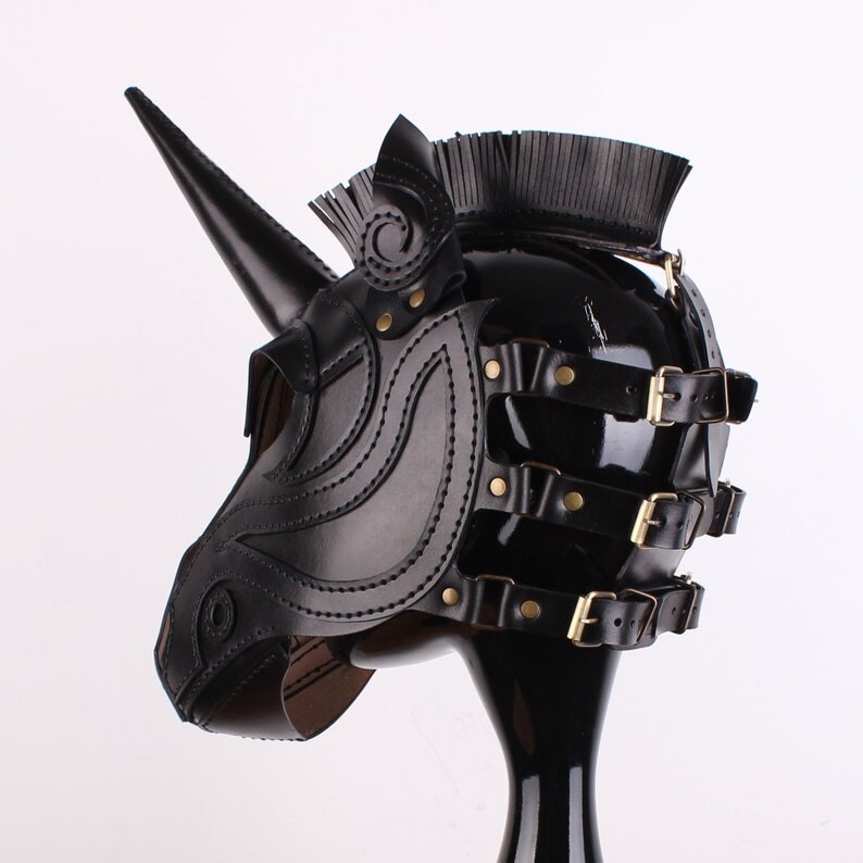 Horse leather mask, Pony Play Hood, Leather Horse Head Mask unicon pony ...