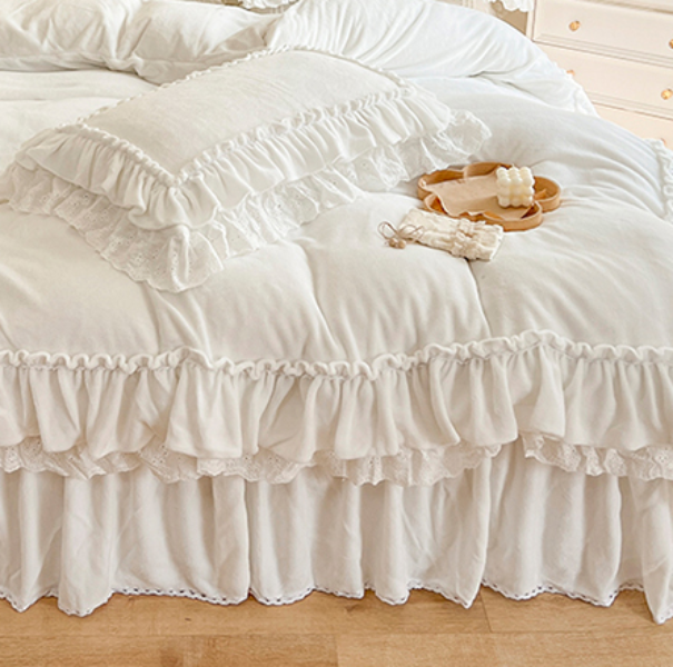 2X Lace Ruffle Fleece Pillow Cases Bedroom Warm Comfort Pillowcases ...