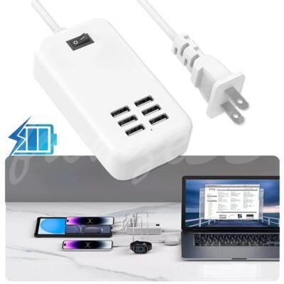 6 Port USB Hub Fast Wall Charger Station Multi-Function AC Power ...