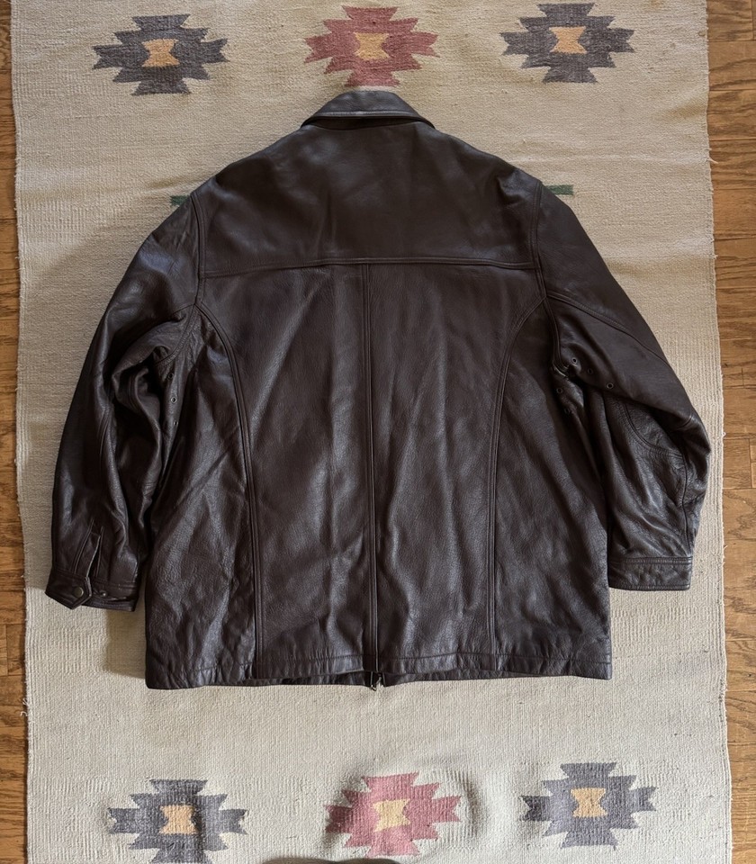 Vintage Gianni Ferrara Brown Leather Quilted Zip Chore Style Jacket ...