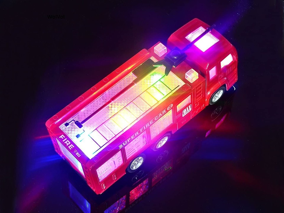 Wolvol Electric Fire Truck Toy with Stunning 3D Lights and Sirens Goes ...