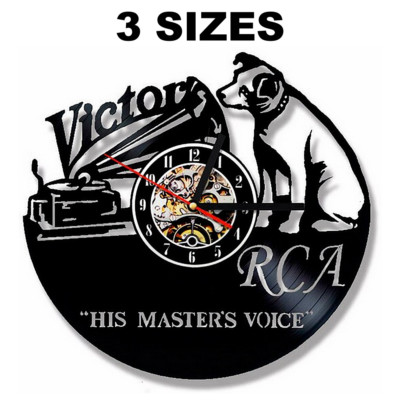 RCA VICTOR DOG STICKER SIGN HIS MASTERS VOICE GRAMOPHONE FUNNY VINTAGE ...