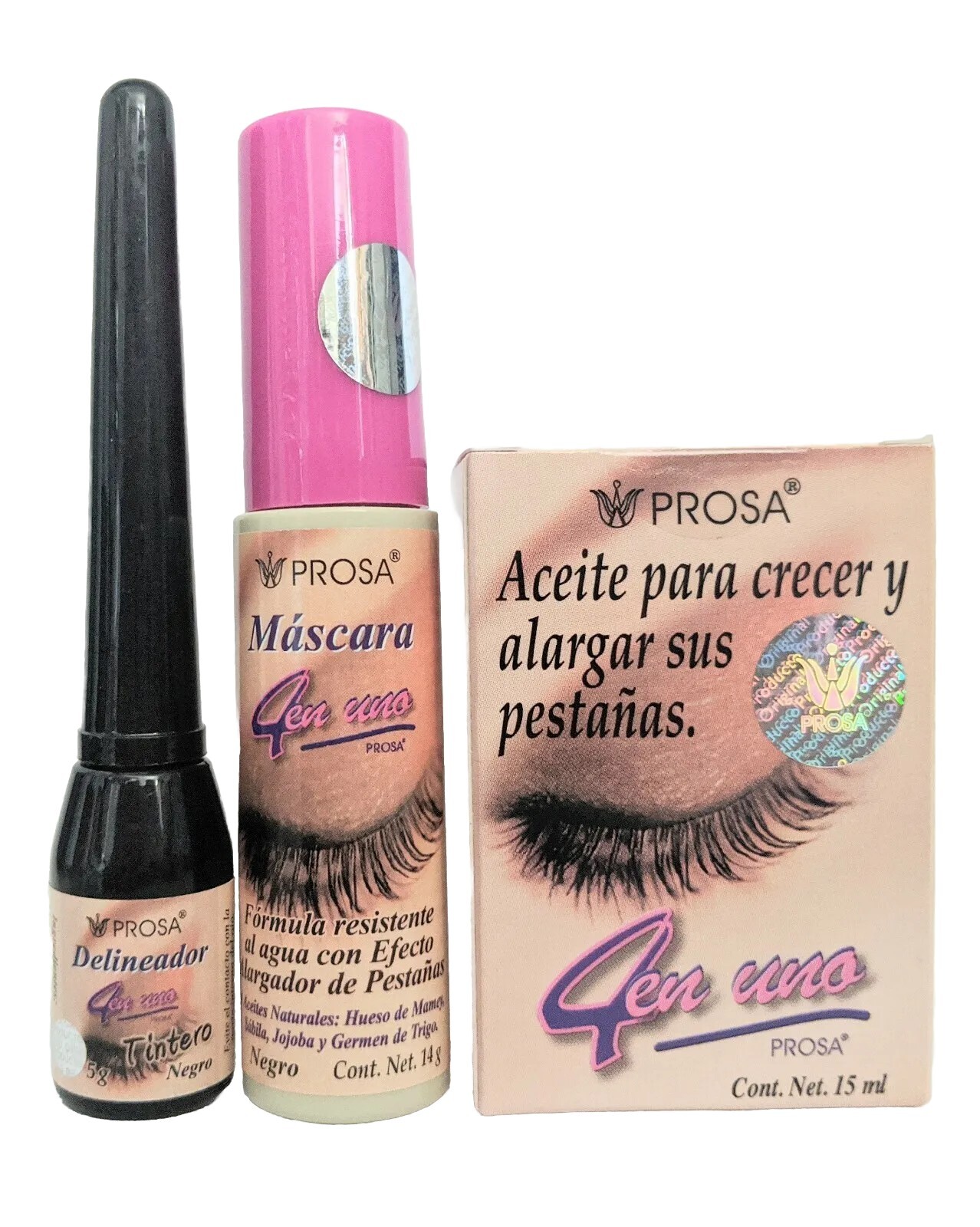 PROSA 4 EN UNO,1 OIL FOR ENLARGING EYELASHES, 1RIMEL ACEITE DE MAMEY, 1 ...