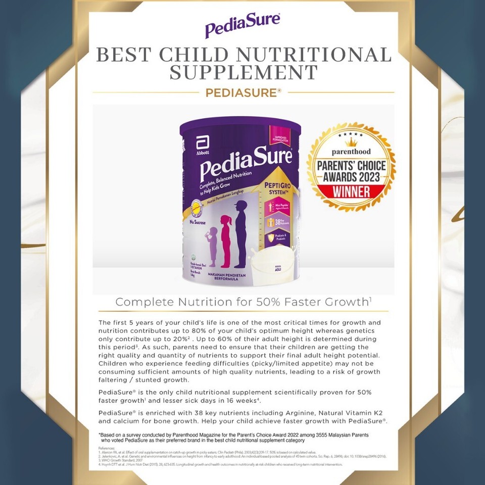 Abbott Pedia Sure Complete Nutrition Growth 1-10 Yrs Vanilla 850g | DHL ...