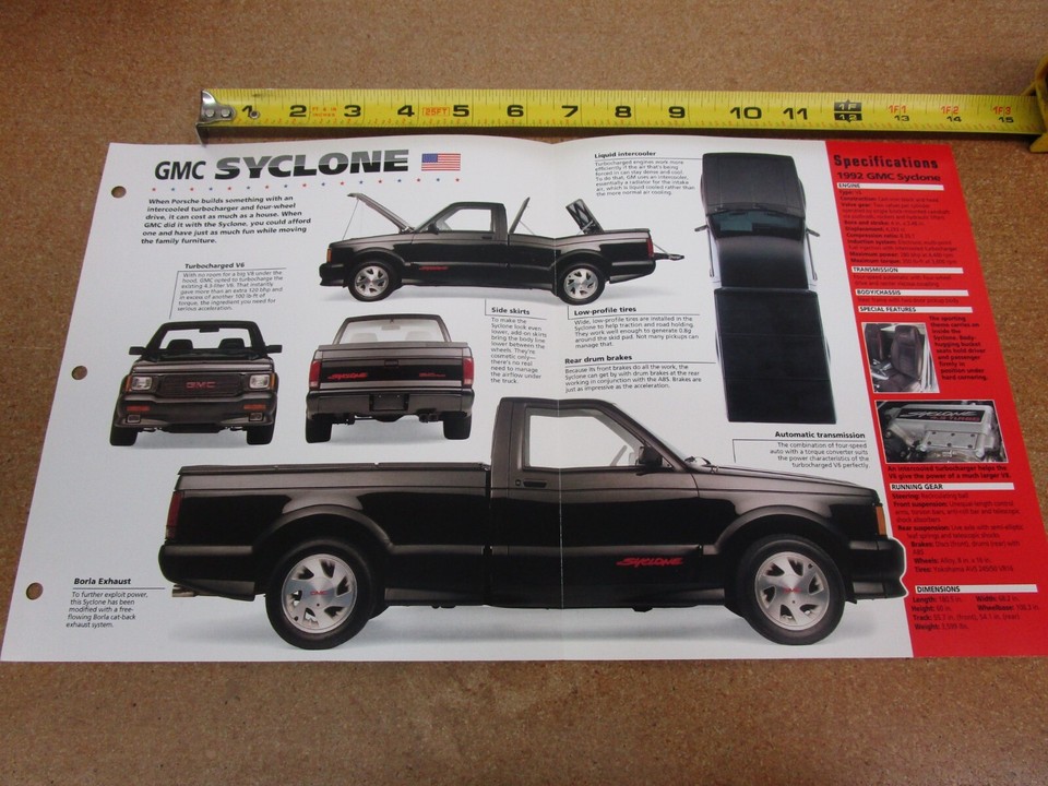 1991 1992 GMC Syclone pickup truck IMP sales brochure 4 pg ORIGINAL ...