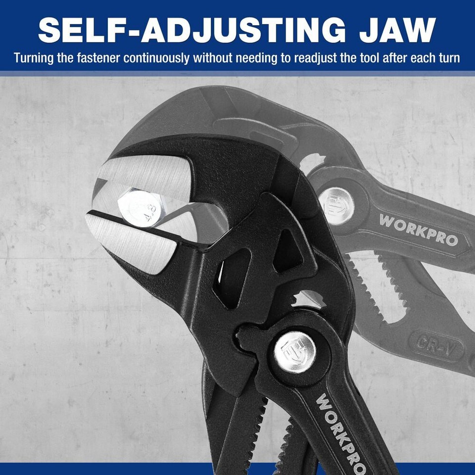 WORKPRO 10" Plier Wrench Adjustable Parallel Smooth Jaw Pliers CR-V ...