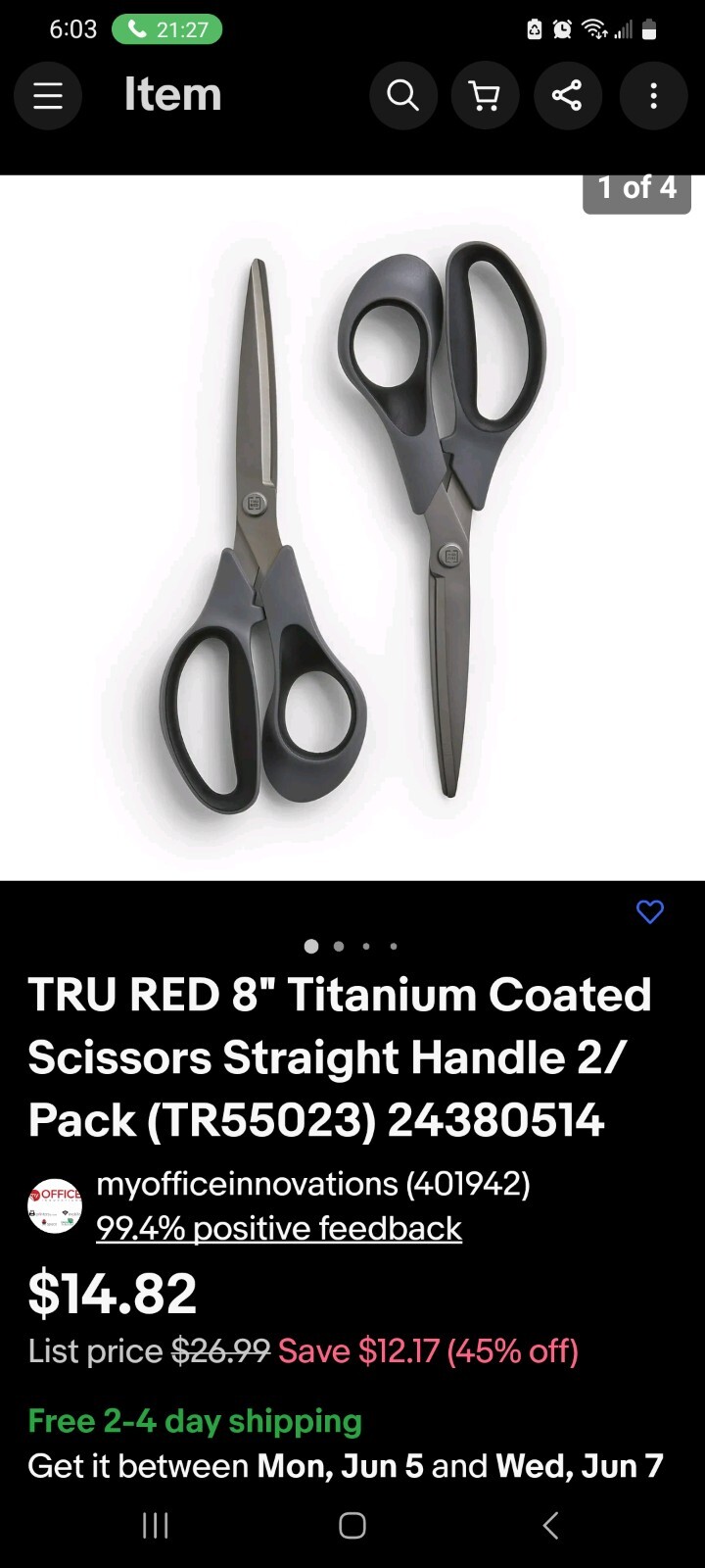 3 TRU RED™ 8" Non-Stick Titanium Coated Scissors Straight Handle 3/Pack TR55014 | eBay