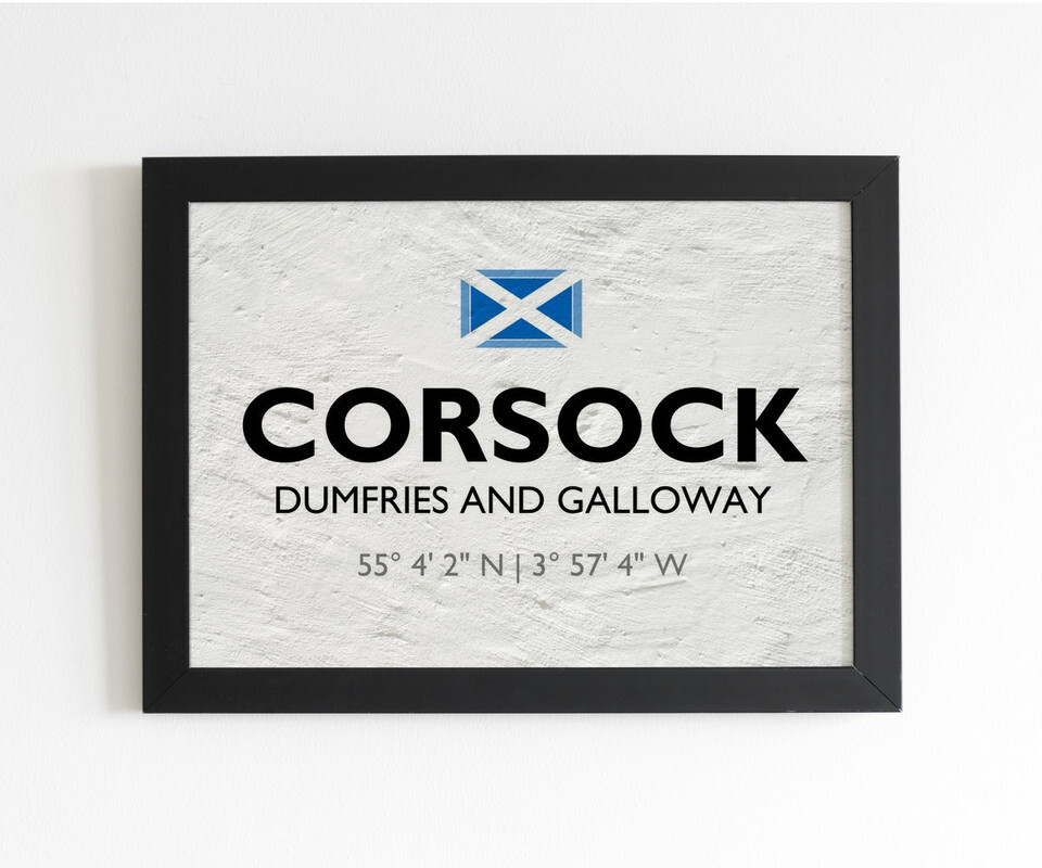 A3 PRINT - Corsock, Dumfries and Galloway, Scotland - Lat/Long NX7576 ...