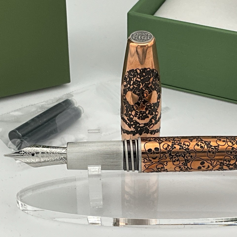 MONTEGRAPPA MERRY SKULL COPPER FOUNTAIN PEN FINE STEEL NIB | eBay