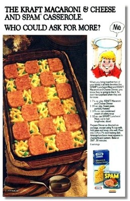 KRAFT MAC & CHEESE & SPAM OLD 1970'S AD FRIDGE/LOCKER MAGNET 3.5 X 5.5 ...