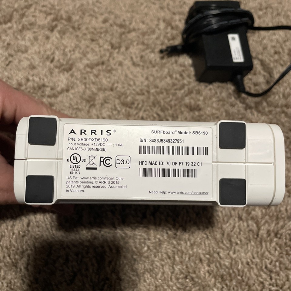 ARRIS Surfboard SB6190 3.0 Cable Modem - White Tested Works With AC ...