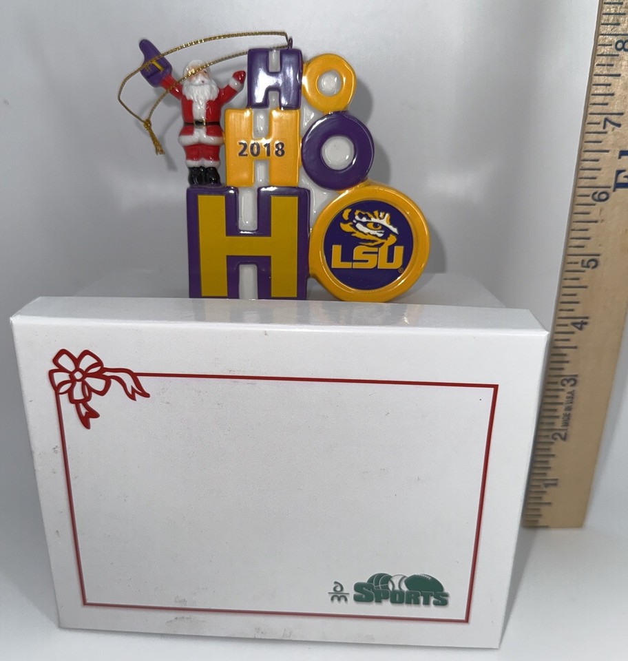 DANBURY MINT 2018 LSU TIGERS PORCELAIN “SANTA HO HO HO” MERRY CHRISTMAS ...