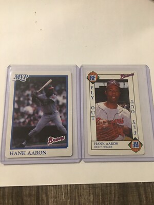 Hank Aaron 1990 MVP Baseball Game Cards (2) #2 MVP Card & Fly Out Card ...