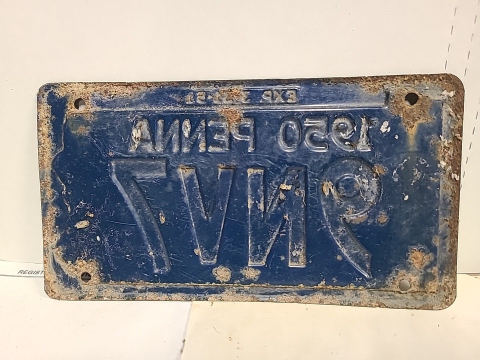 Vintage 1950 Pennsylvania License Plate Pa Rusted Aged Old Car Tag Auto ...