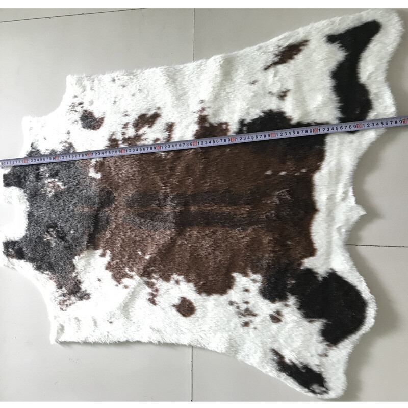 3.6'X3.2' Premium Faux Fur Cowhide Area Rug Throw Brown White Spotted ...