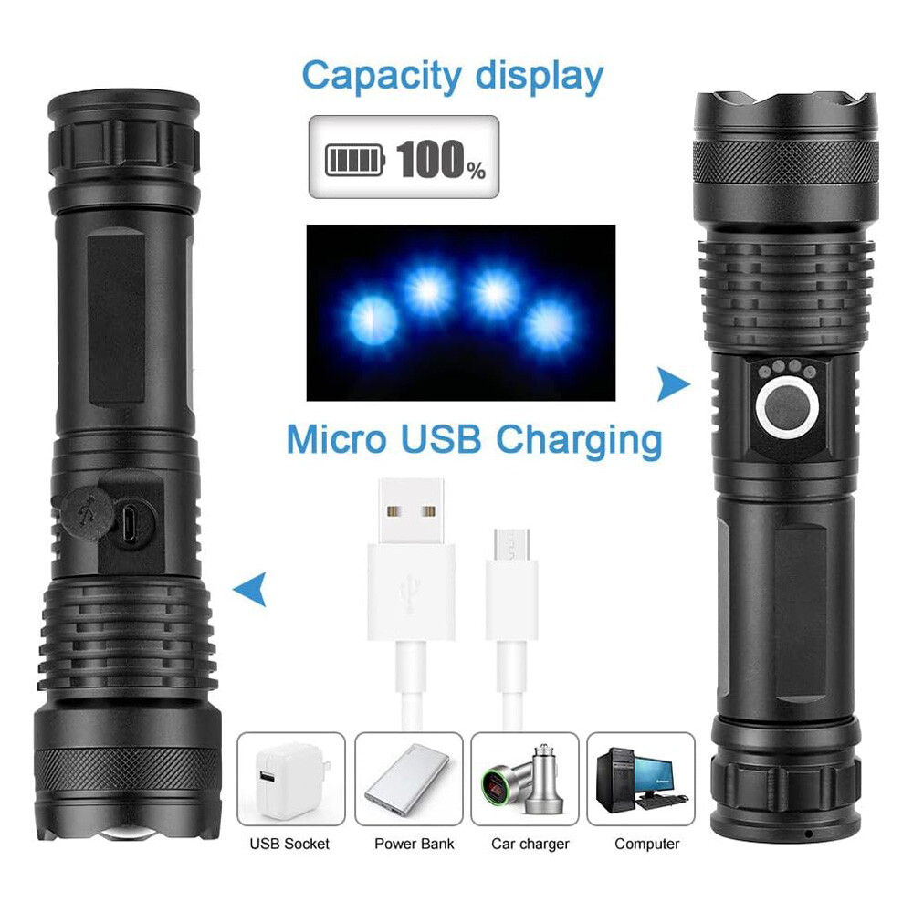 LED Flashlight Super Bright Rechargeable 10000 Lumen Waterproof Outdoor ...