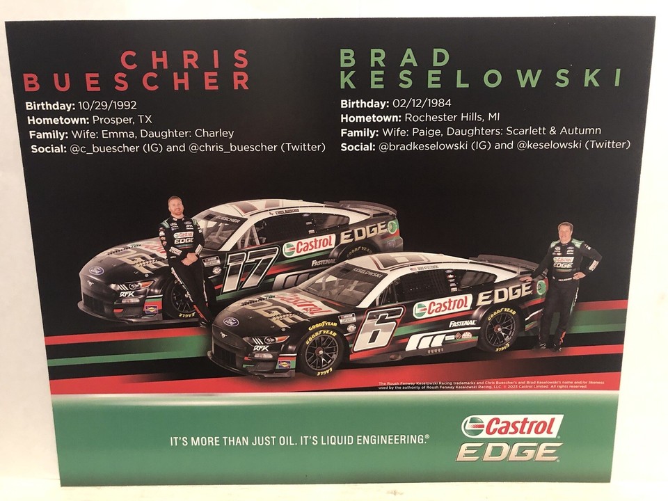 2023 RFK RACING CASTROL EDGE KESELOWSKI & BUESCHER NASCAR CUP MUSTANG ...