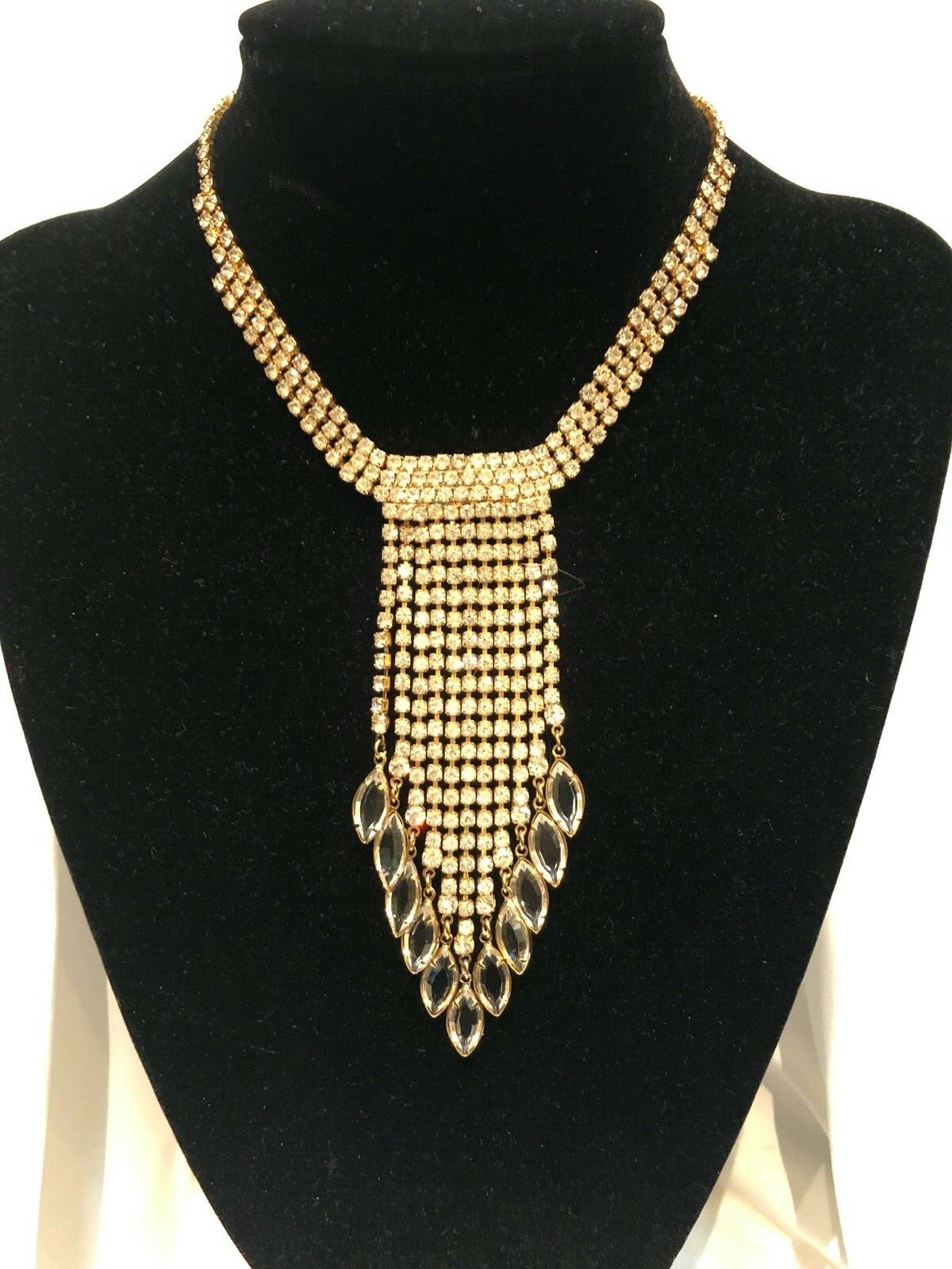 Vintage JULIANA Waterfall Bezel Set Rhinestone Neckla… - Gem