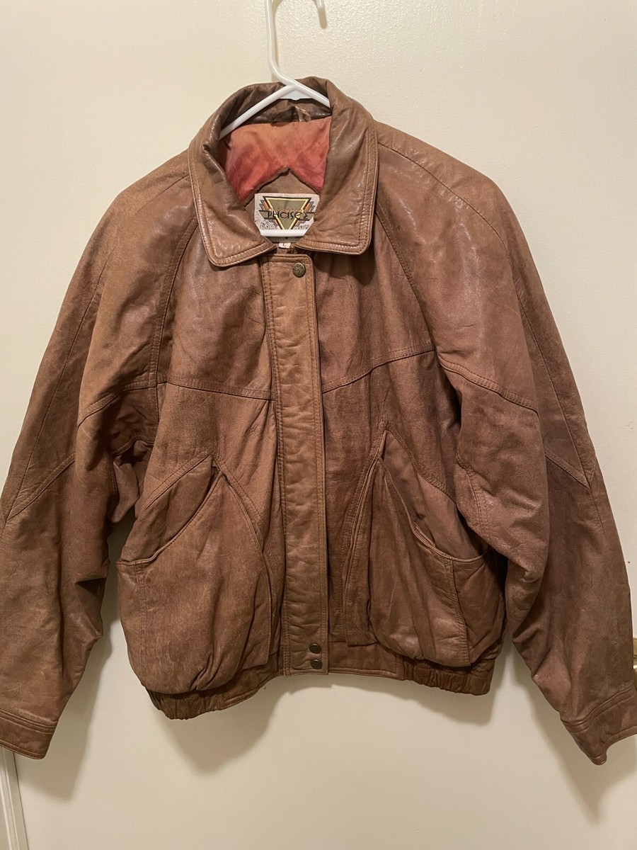 Vintage Phase 2 Brown Leather Bomber Flight Jacket Mens Size Vintage Phase 2 Brown Leather Bomber Flight Jacket Mens Size