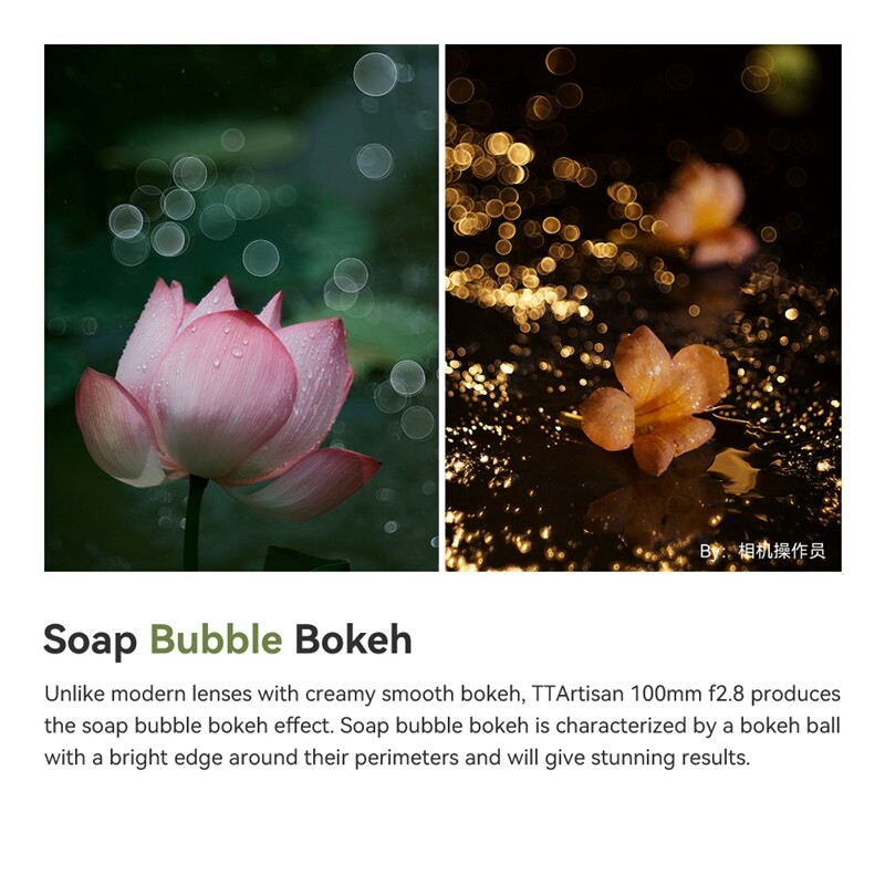 TTartisan 100mm F2.8 Soap Bubble Bokeh Manual Lens with M42 Mount DSLR ...