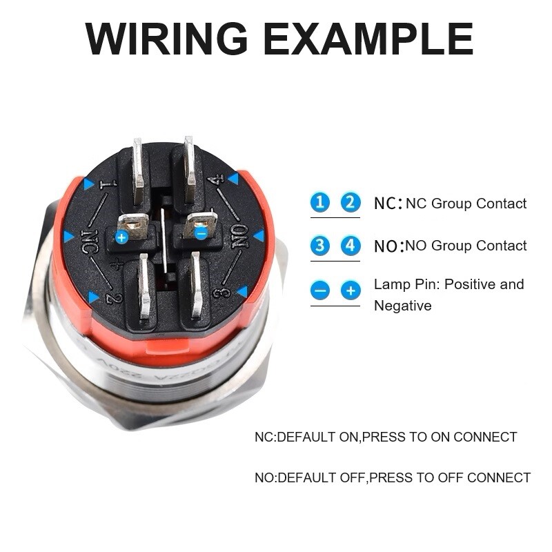 22mm 2 NO 18A High Current Waterproof IP67 High-Power Control Push ...