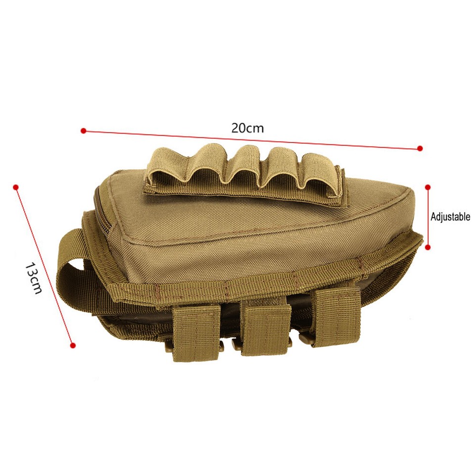 US Tactical Rifle Buttstock Cheek Rest Riser Ammo Cartridges Carrier ...