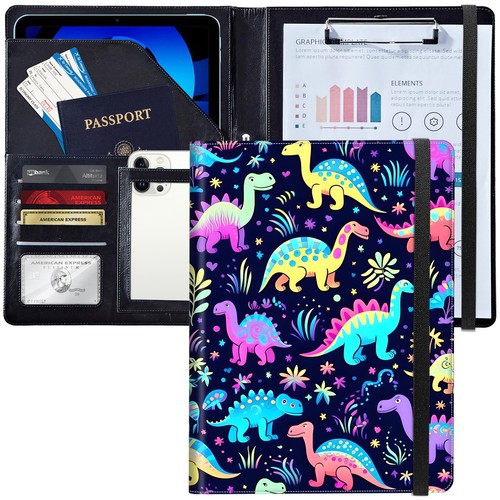 Padfolio/Portfolio Folder Clipboard,Cute Dinosaurs Personalized Leather ...