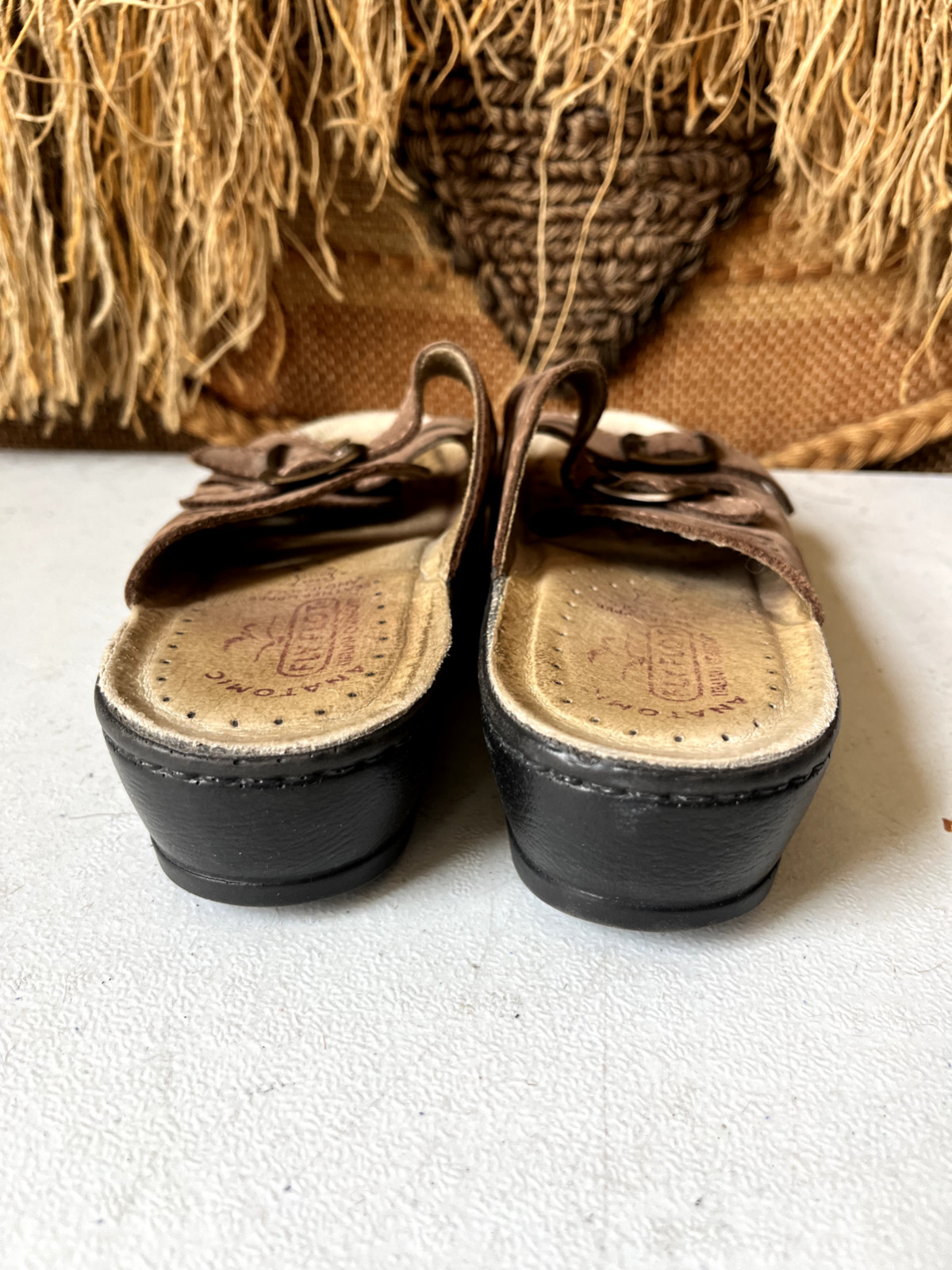 Fly Flot DANI Sandals Brown Leather Slide Anatomic A… - Gem