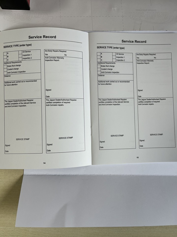 Jaguar Service History Book-Manual Blank For All Models For Up To 2025 ...