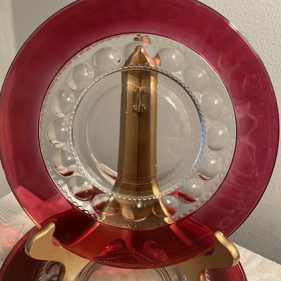 (4) Vintage Kings Crown Thumbprint Ruby Red 8.25 inch Dessert Salad ...